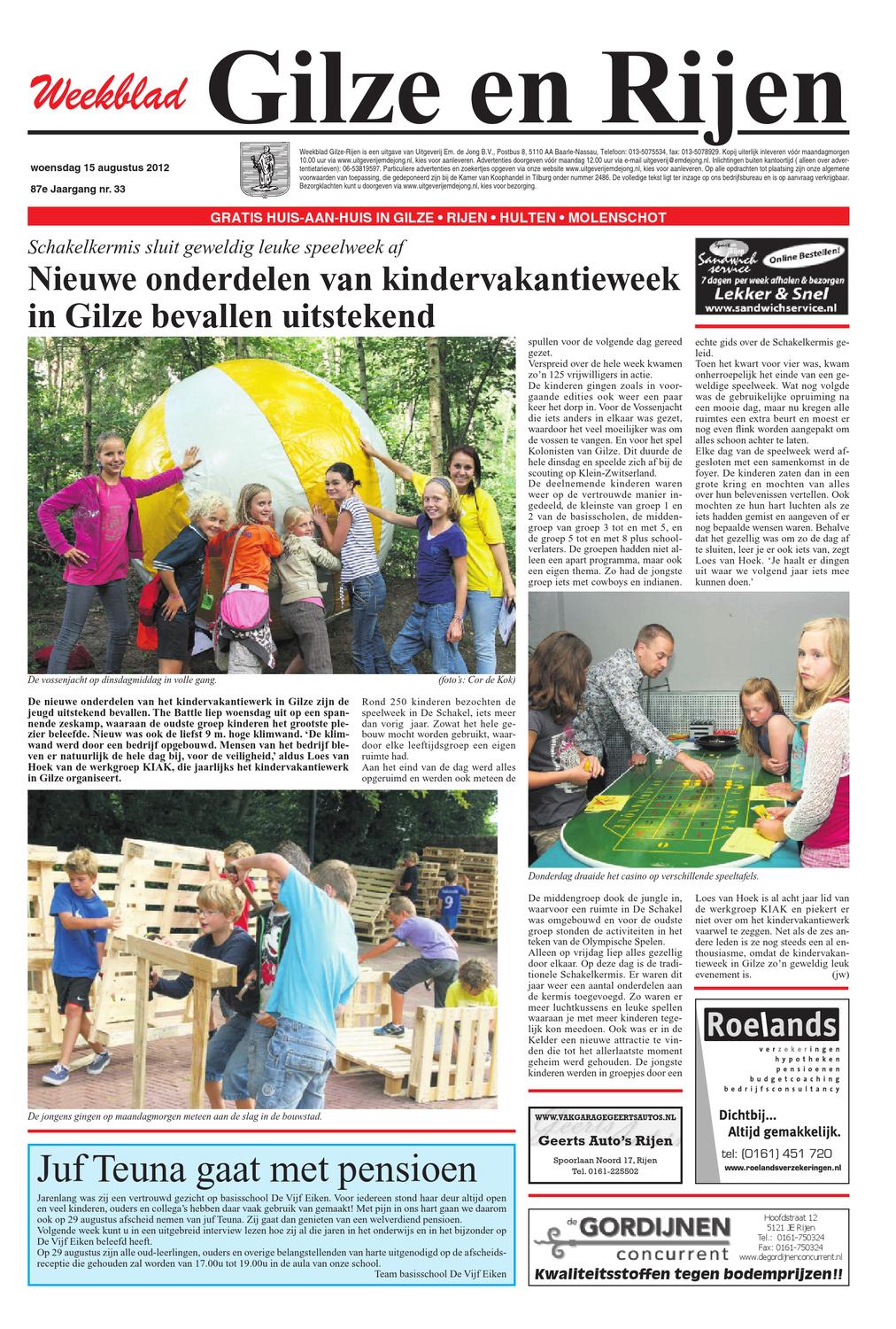 Gilze en Rijen 15-08-2012 by Uitgeverij Em de Jong - issuu