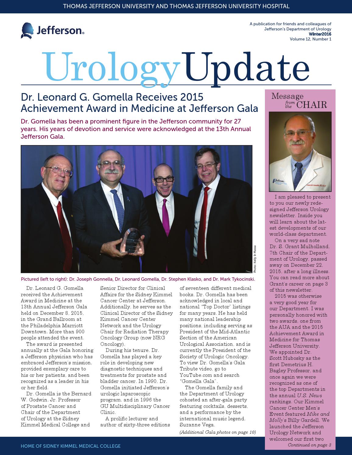 Jefferson Urology Winter 2016 News by Jefferson Urology - issuu